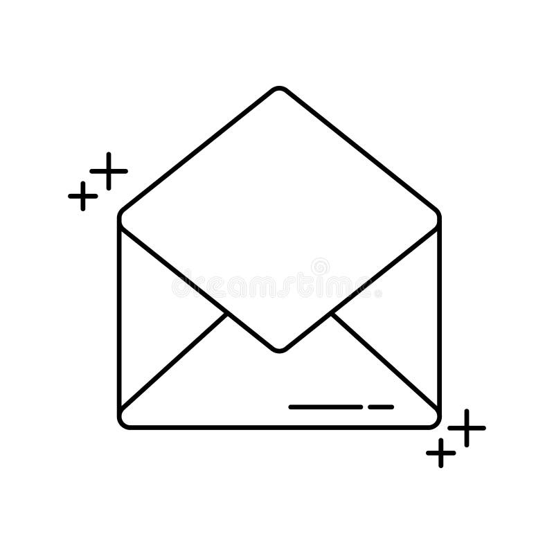 Open Envelope Mail Office Line Icon Style Stock Vector - Illustration ...