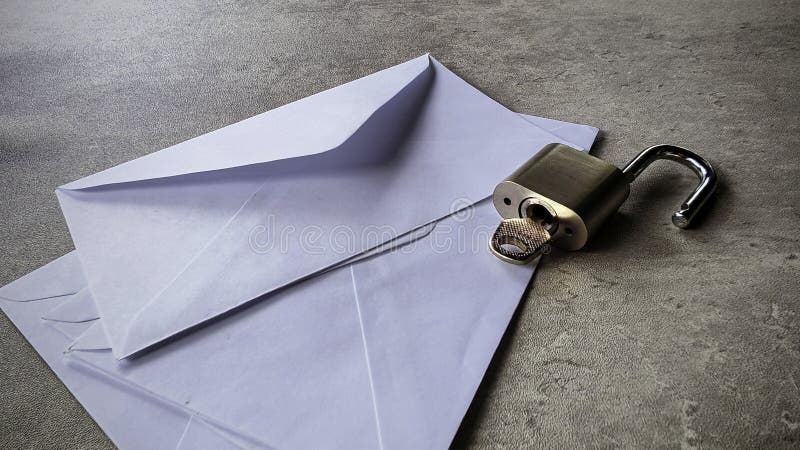 An Open Envelope and Open Metallic Padlock. Email Security Concept ...
