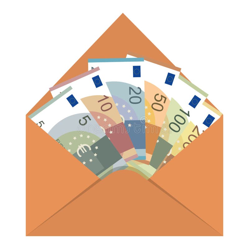 An Open Envelope with Money. Euro Banknote. Concept of Money Savings ...