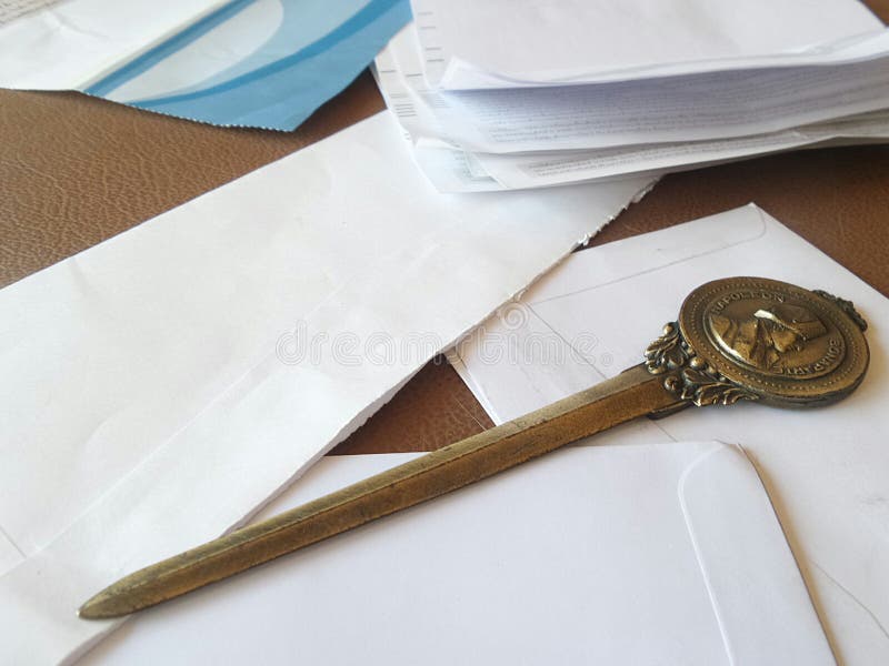 Open the Envelope by Opener Stock Image - Image of envelpe, white: 84895055