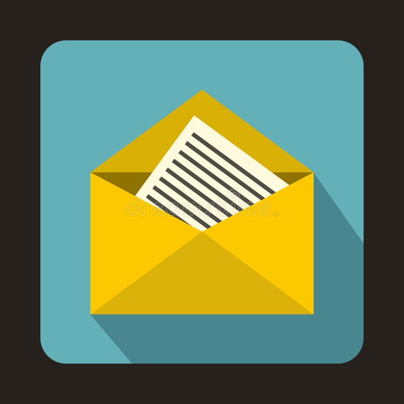 Open Envelope with Sheet of Paper Icon Stock Vector - Illustration of ...