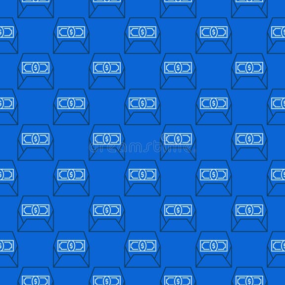 Open Envelope with USD Money Vector Blue Line Seamless Pattern Stock ...