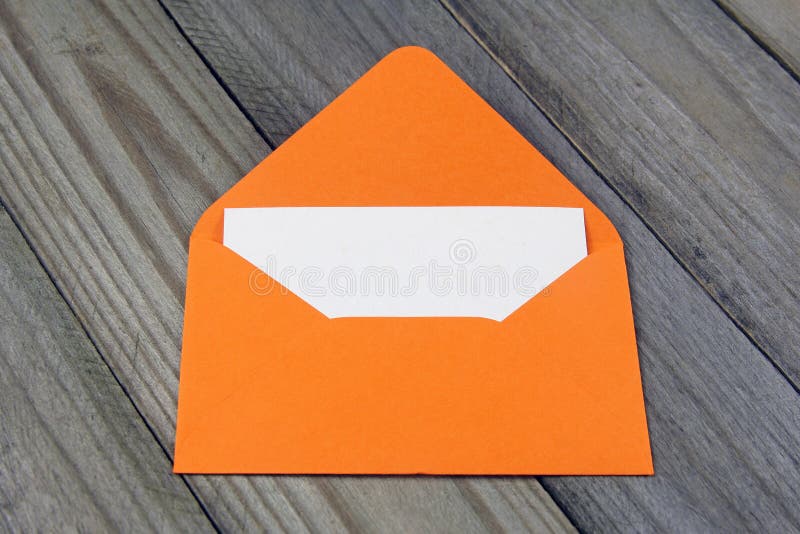 Open Enveloped with Blank Card on Wooden Background Stock Photo - Image ...