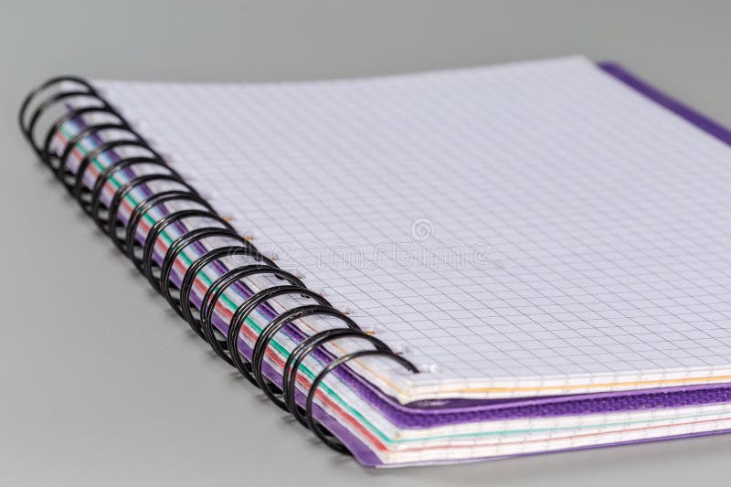 Open Exercise Book with Squared Sheets and Wire Spiral Binding Stock ...
