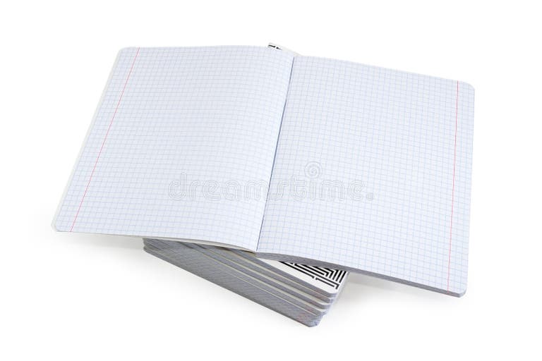 Open Exercise Book on a Stack of Other Exercise Books Stock Image ...