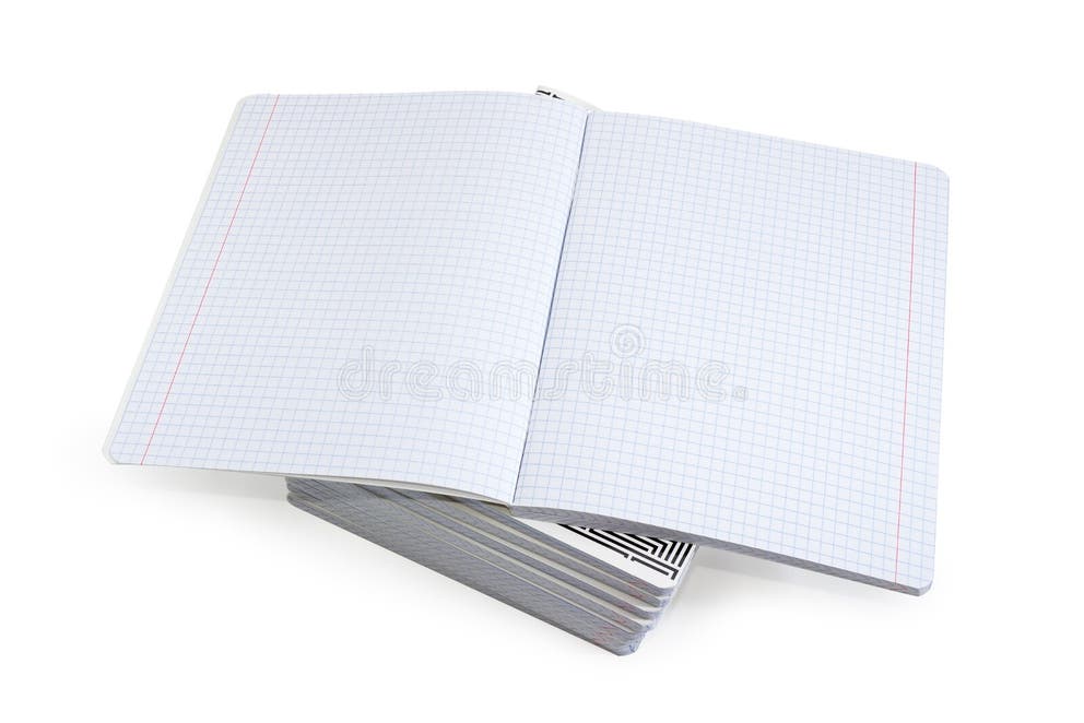 Open Exercise Book on a Stack of Other Exercise Books Stock Image ...