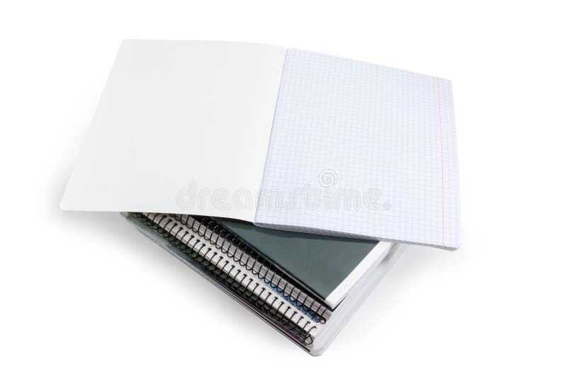 Open Exercise Book on a Stacks of Other Exercise Books Stock Photo ...
