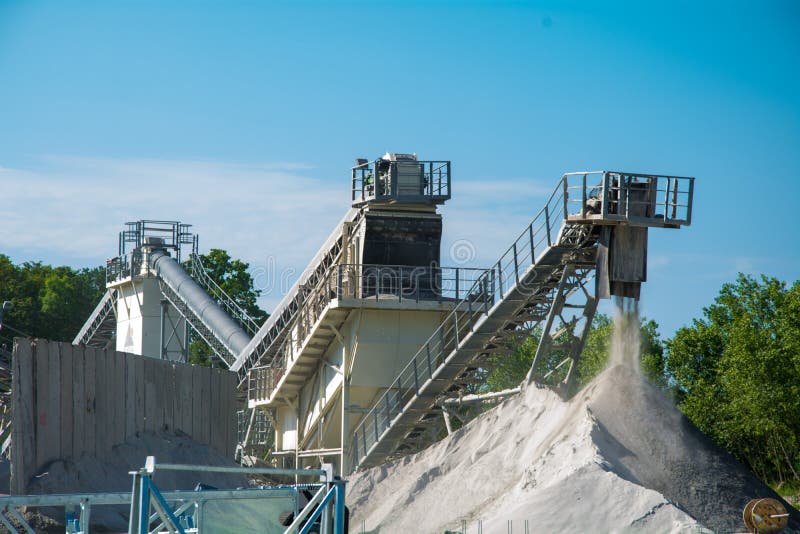 Open Extraction of Crushed Stone and Gravel. Mountains of Stone Stock ...