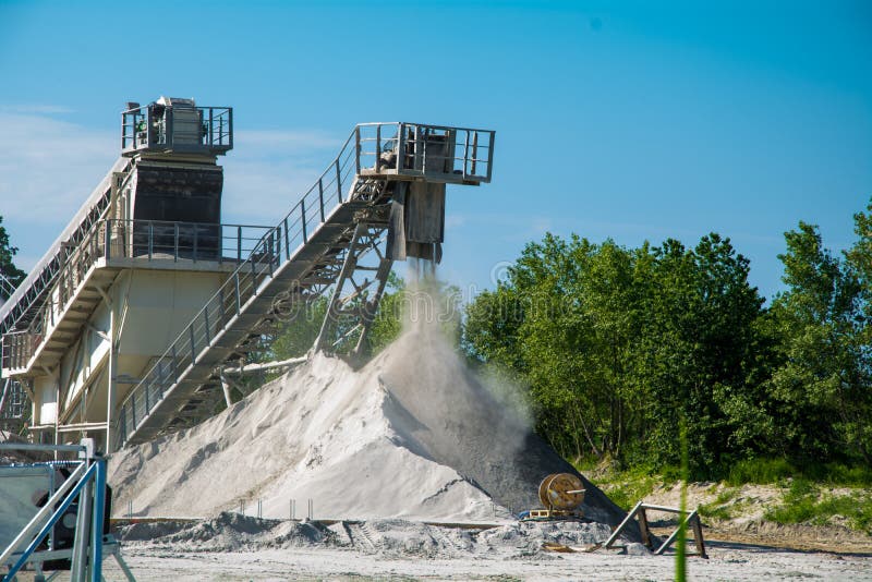 Open Extraction of Crushed Stone and Gravel. Mountains of Stone Stock ...