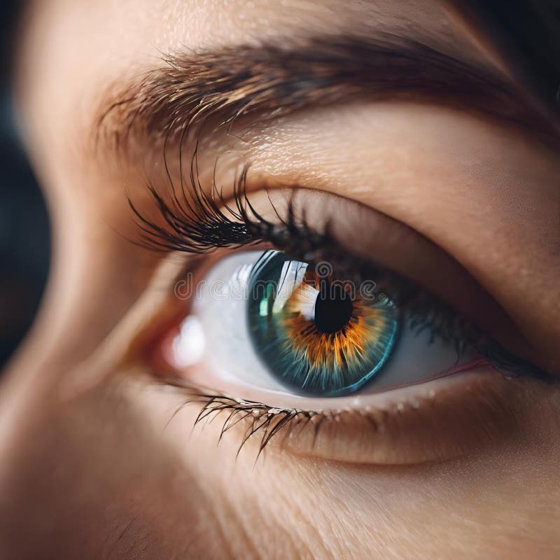 An Open Eye with Blue and Green Iris on the Iris Stock Illustration ...