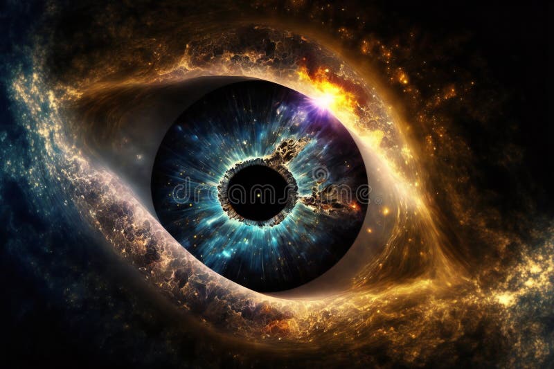Open Eye in Space, Digital Illustration Artwork, Abstract, Planetarium ...