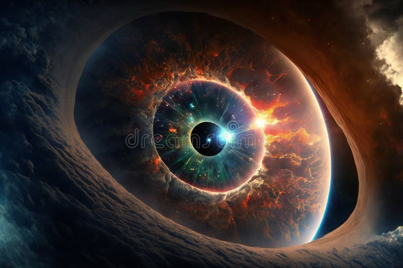Open Eye in Space, Creative Digital Illustration, Abstract, Planetarium ...