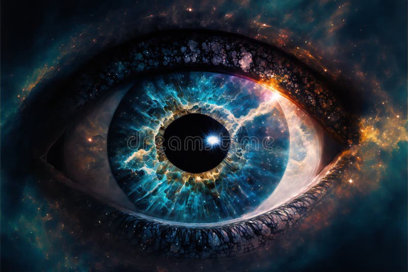 Open Eye in Space, Digital Illustration Artwork, Abstract, Planetarium ...