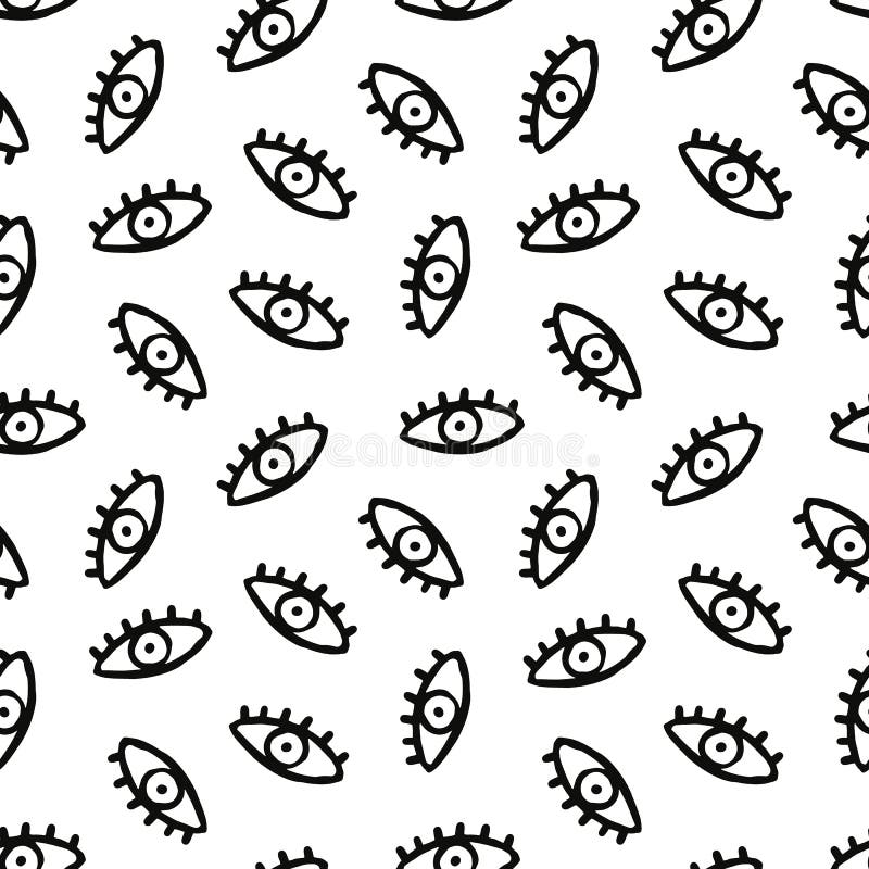 Open Eyes Pattern. Seamless Background with Abstract Simple Eyelashes ...