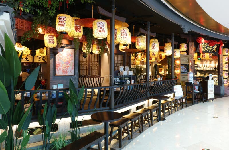 Open Facade and Interior Decoration of Traditional Chinese Restaurant ...