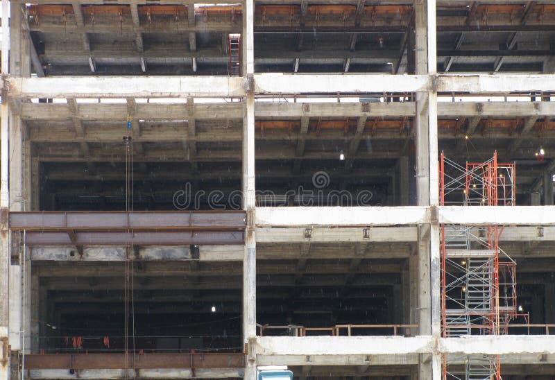 Open Facade of Urban Building Construction Site with Work Underway ...