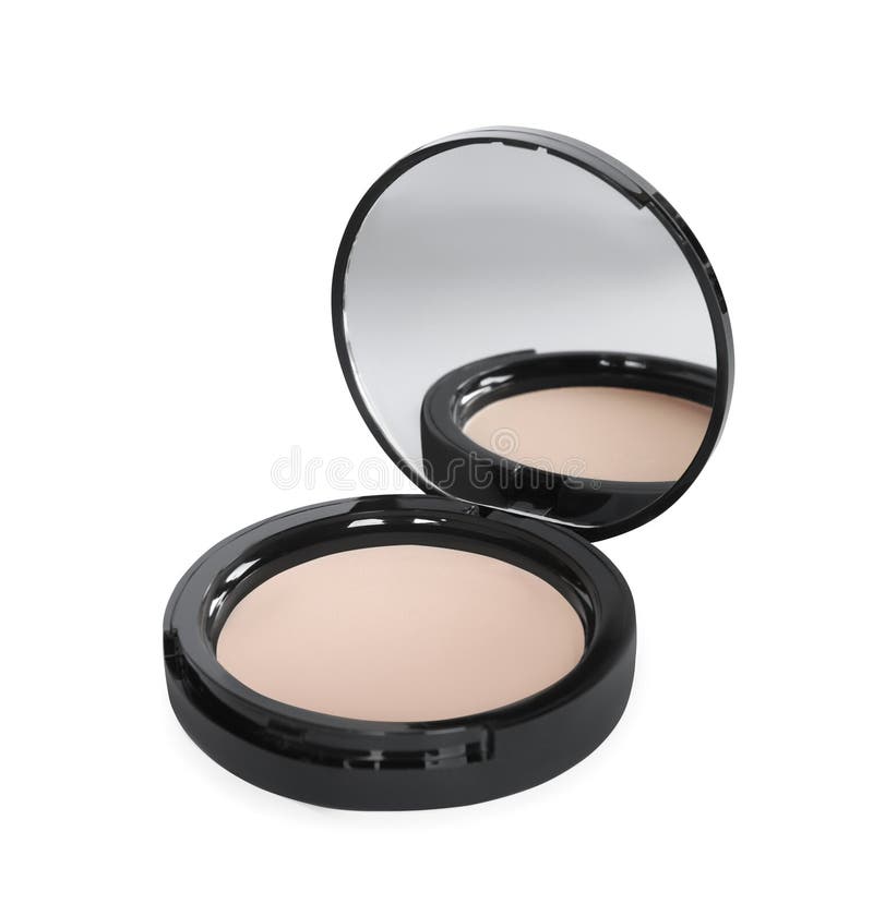 Open Face Powder with Mirror Isolated on White Stock Photo - Image of ...
