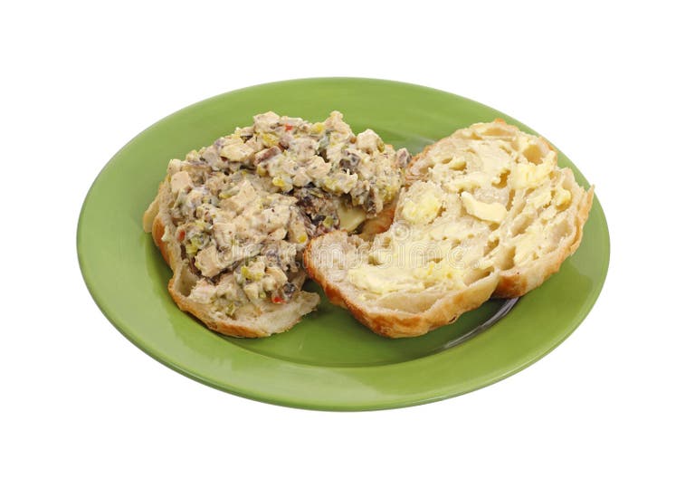 Open Faced Diced Chicken Croissant Stock Photo - Image of filled ...