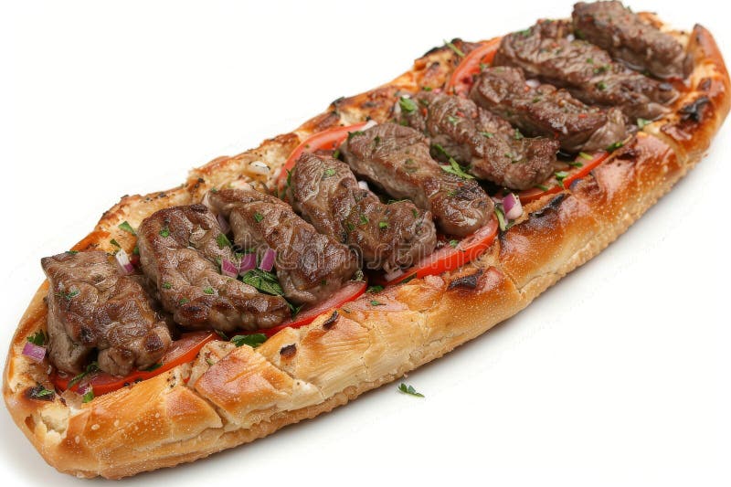 Open-Faced Steak Sandwich on Crispy Bread Stock Illustration ...