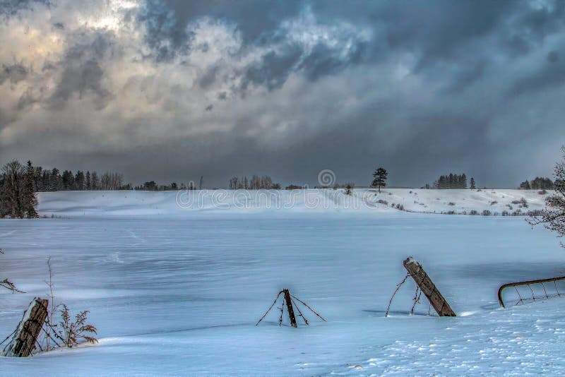 Open Field with Broken Fence Stock Image - Image of fence, field: 266711355