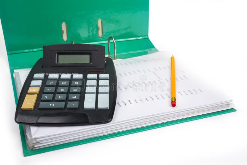 Bookkeeping Office Files in the Folder with Pen and Blank Sign. Stock ...