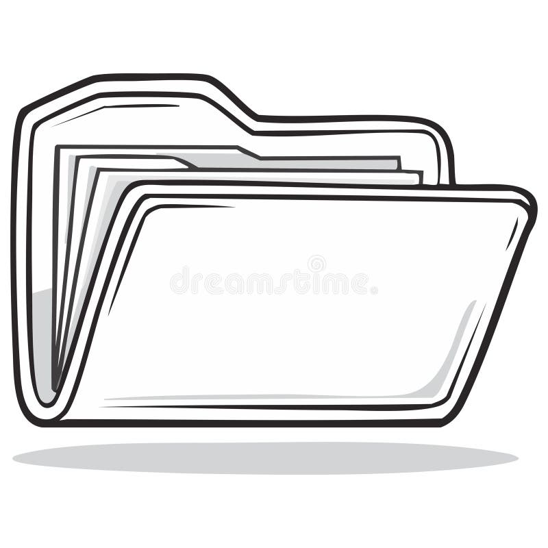 Open File Folder with Documents Inside Hand Drawn Vector Illustration ...