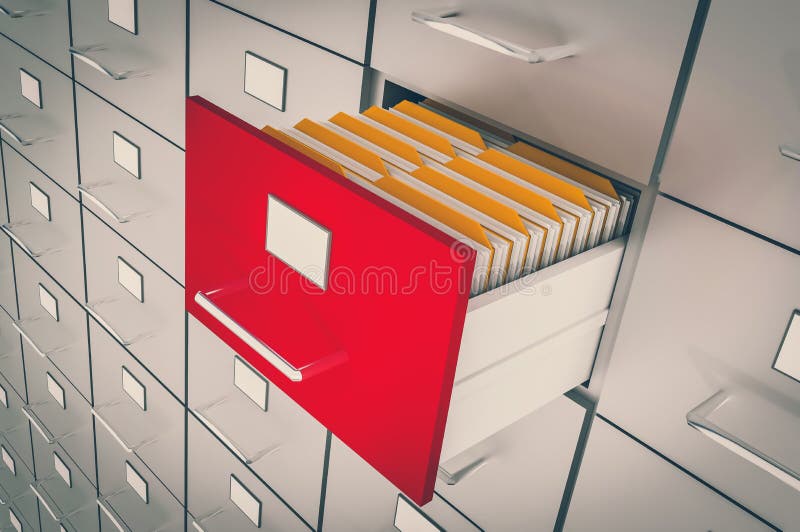 Open Filing Cabinet Drawer with Documents Inside Stock Illustration ...
