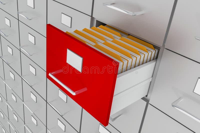 Open Filing Cabinet Drawer with Documents Inside Stock Illustration ...