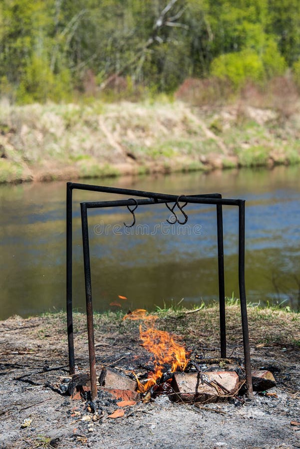 Open Fire Burning in Countryside Home Garden Stock Image - Image of ...