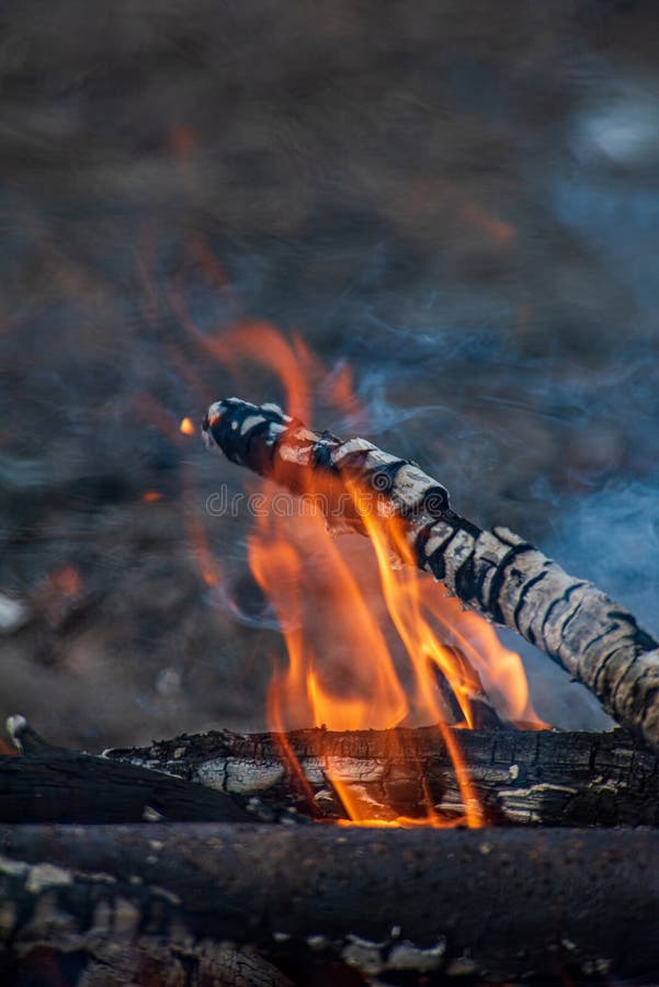 Open Fire Burning in Countryside Home Garden Stock Photo - Image of ...
