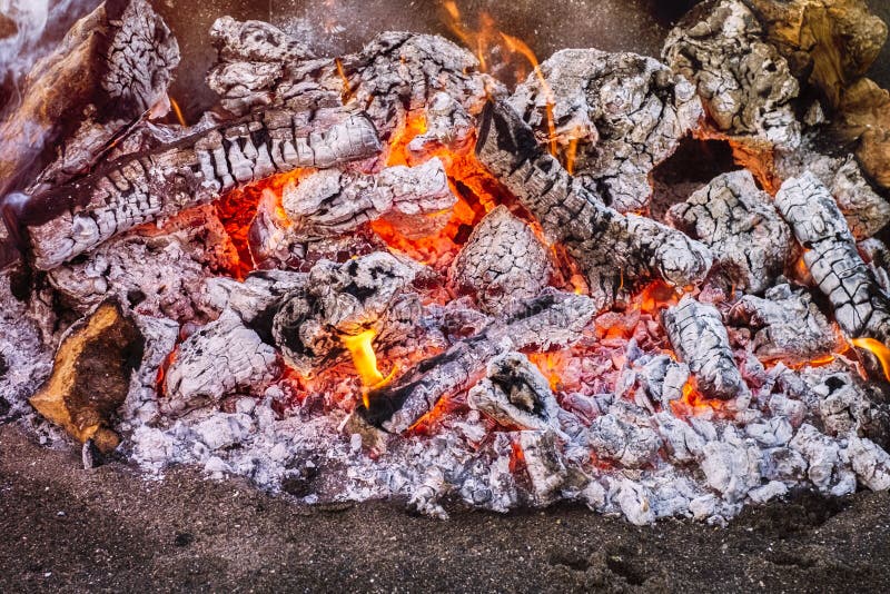 Open Fire with Burning Firewood Stock Image - Image of light, flame ...