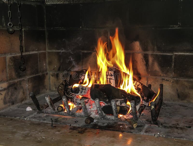 Open Fire stock image. Image of cabin, inside, brown - 47918555