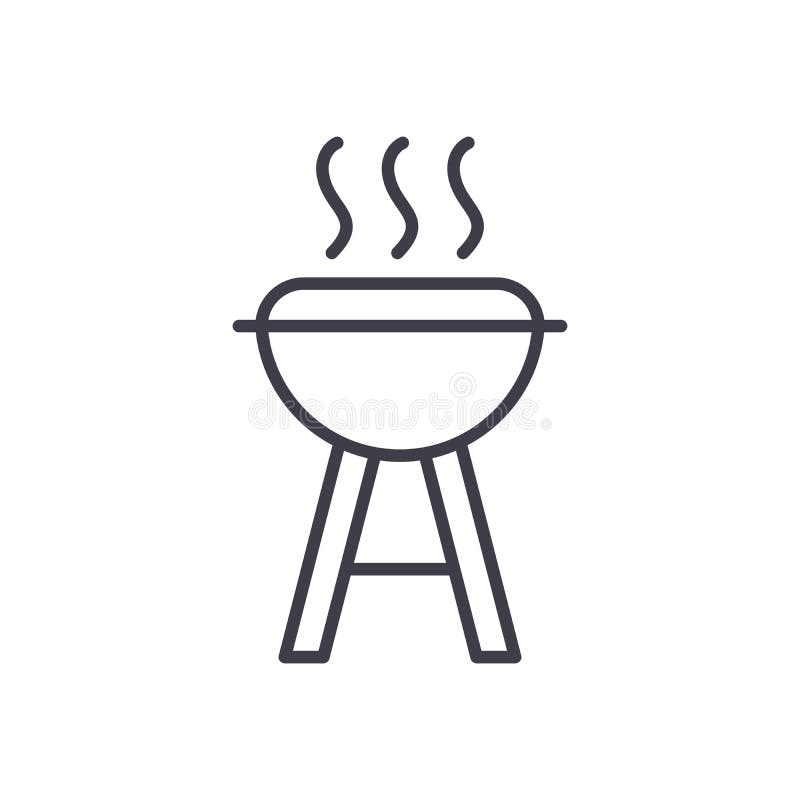 Open Fire Cooking Black Icon Concept. Open Fire Cooking Flat Vector ...