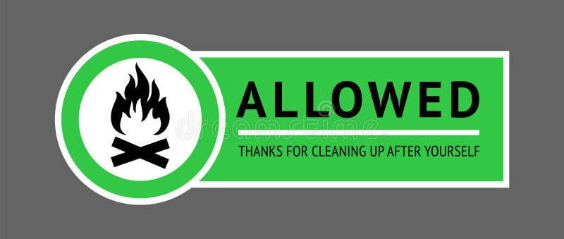 Open Fire Flame Allowed Sign, Modern Label, Ready To Print Stock Vector ...