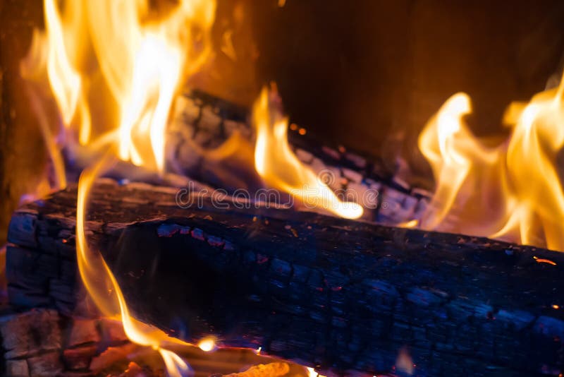 Open Fire with Flaming Wood. Background Texture Stock Image - Image of ...