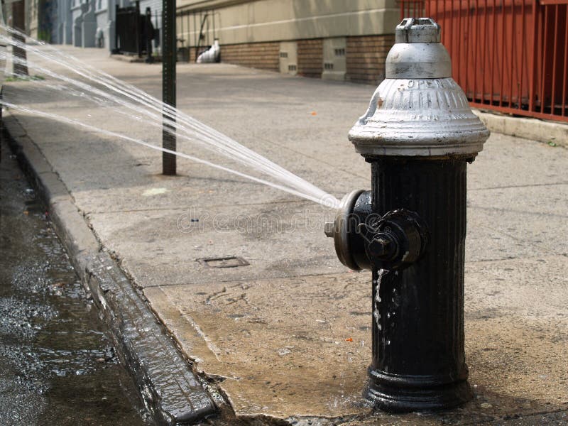 Open Fire Hydrant Plug Gushing High Pressure Water Stock Photo - Image ...
