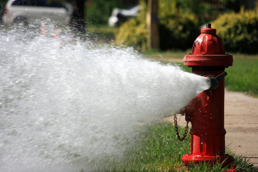 Open Fire Hydrant Gushing High Pressure Water Stock Photo - Image of ...