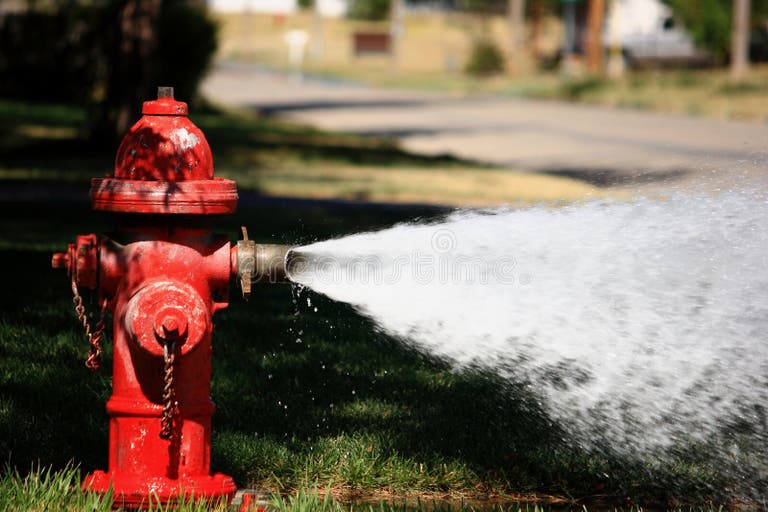Open Fire Hydrant Spraying High Pressure Water Stock Image - Image of ...