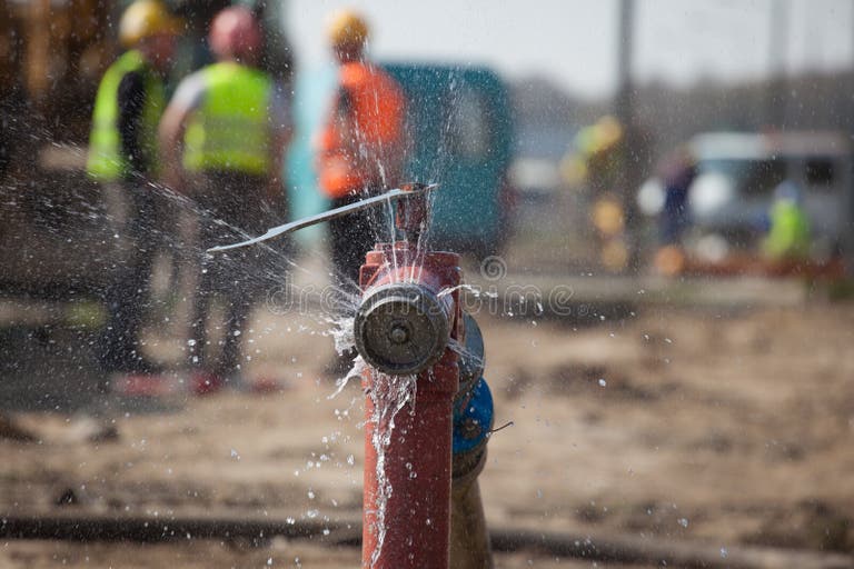 Open Fire Hydrant Spraying High Pressure Water Stock Image - Image of ...