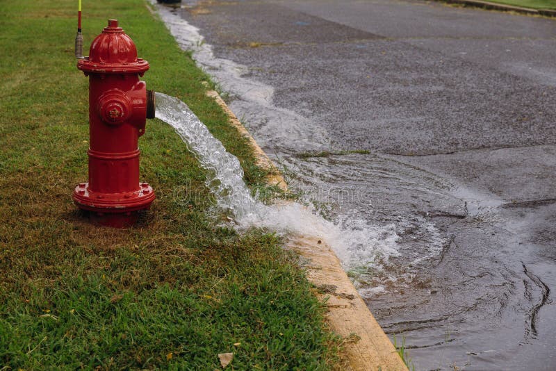 Open in Industrial Fire Hydrant Being Strong Water Sprayed Stock Photo ...