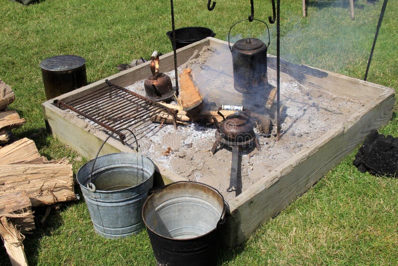 Fire Pans, Boiled Hot Water Stock Photo - Image of fireplace, flame ...