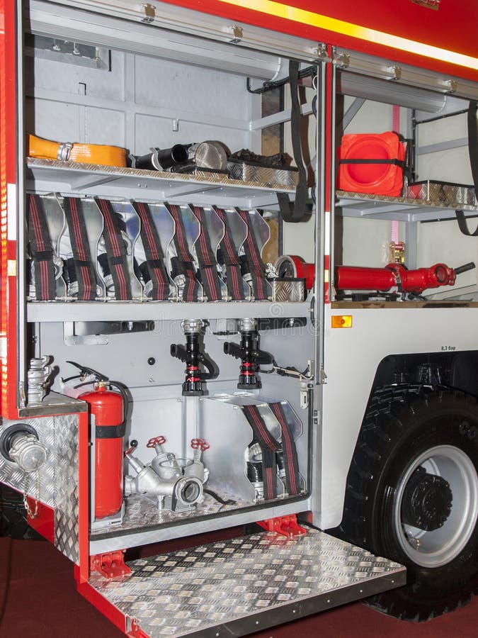 Open Fire Truck with the Necessary Equipment and Tools Stock Image ...