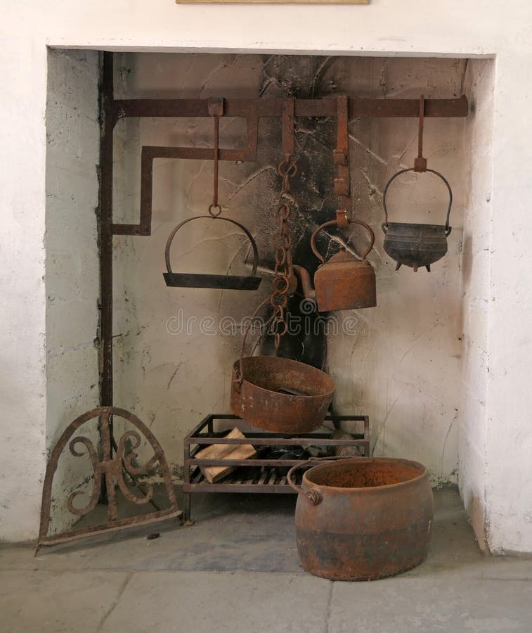 An Open Fire Used for Burning Turf and Pete for Cooking in a Old Irish ...