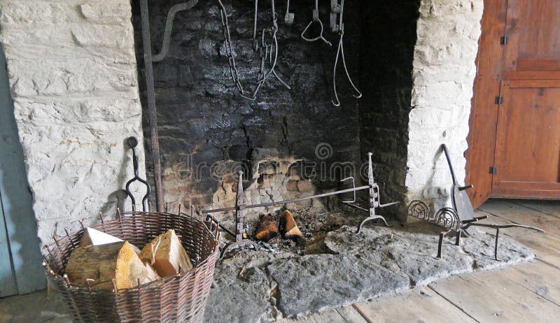 An Open Fire Used for Burning Turf and Pete for Cooking in a Old Irish ...