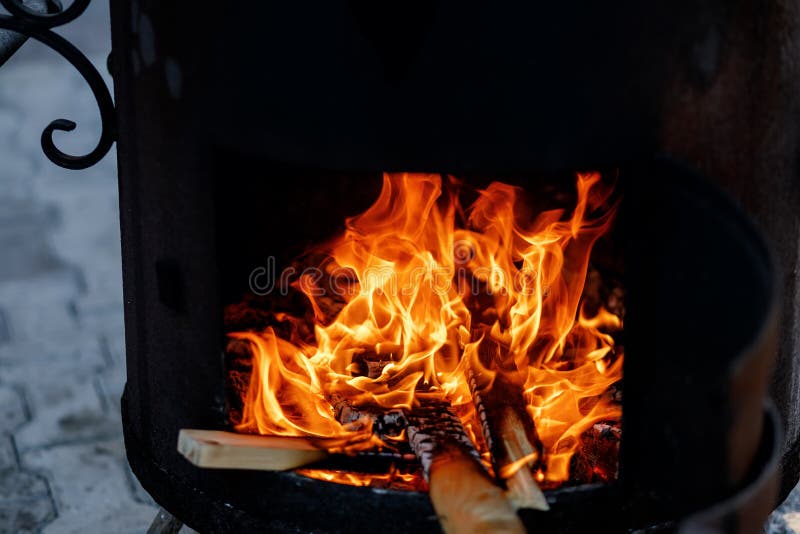 Open Fire in a Large Cauldron Stock Image - Image of open, candle ...