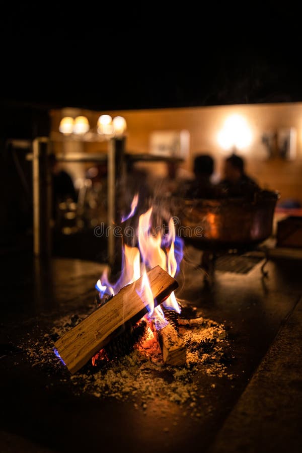 Open Fireplace in a Restaurant Stock Image - Image of food, nature ...