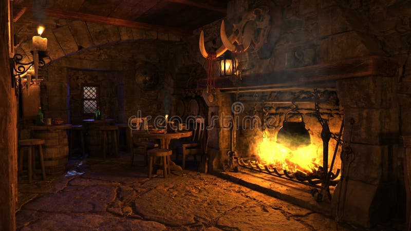 Open Fireplace in an Old Medieval Tavern. Stock Footage - Video of ...