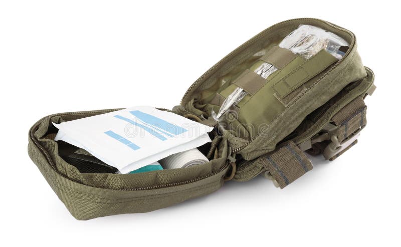 Open First Aid Kit Isolated on White Stock Image - Image of paramedic ...