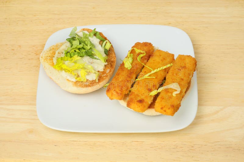 Open fish finger roll stock photo. Image of wood, breadcrumb - 192621600