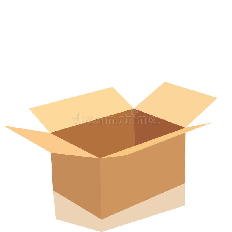 Empty Open Cardboard Box Isolated on White Background. Side View. Brown ...